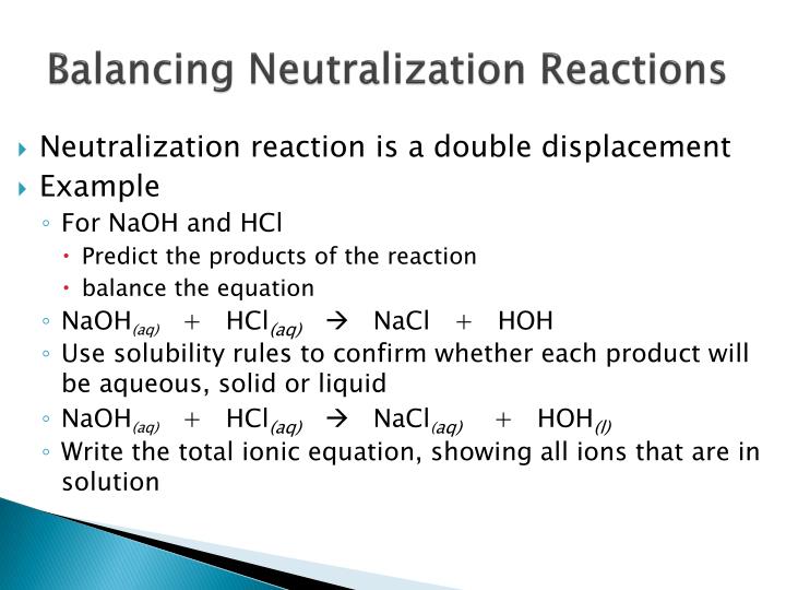 PPT - Neutralization Reactions with Strong Acids and Strong Bases ...