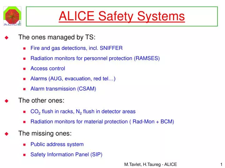 PPT - ALICE Safety Systems PowerPoint Presentation, free download - ID ...