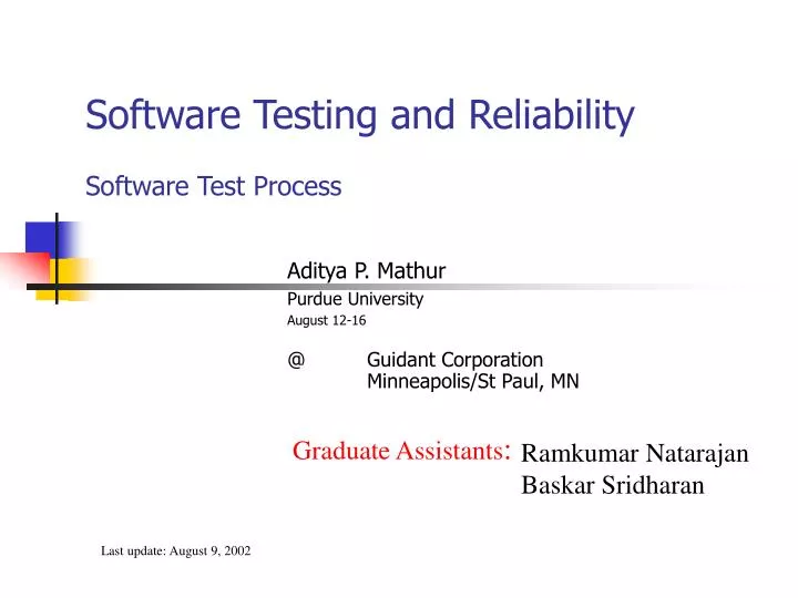 PPT - Software Testing and Reliability Software Test Process PowerPoint ...