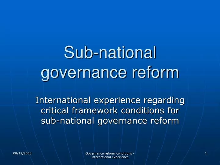 PPT - Sub-national governance reform PowerPoint Presentation, free ...