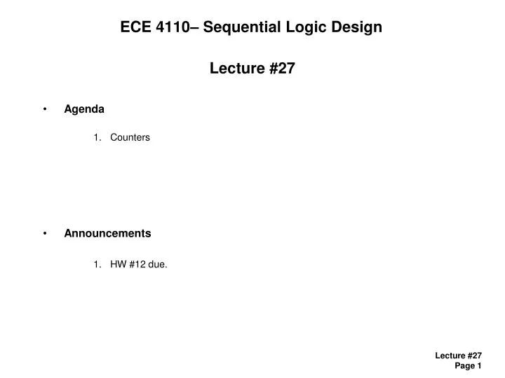 PPT - ECE 4110– Sequential Logic Design PowerPoint Presentation, free download - ID:4700837