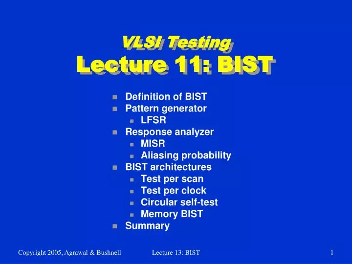Ppt Vlsi Testing Lecture 11 Bist Powerpoint Presentation Free Download Id 4700936