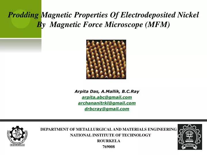 PPT - Prodding Magnetic Properties Of Electrodeposited Nickel By ...