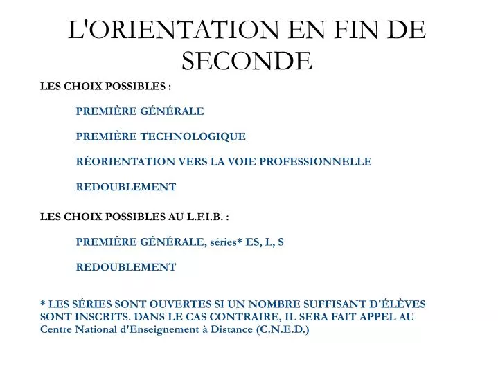 PPT - L'ORIENTATION EN FIN DE SECONDE PowerPoint Presentation, free download - ID:4702567