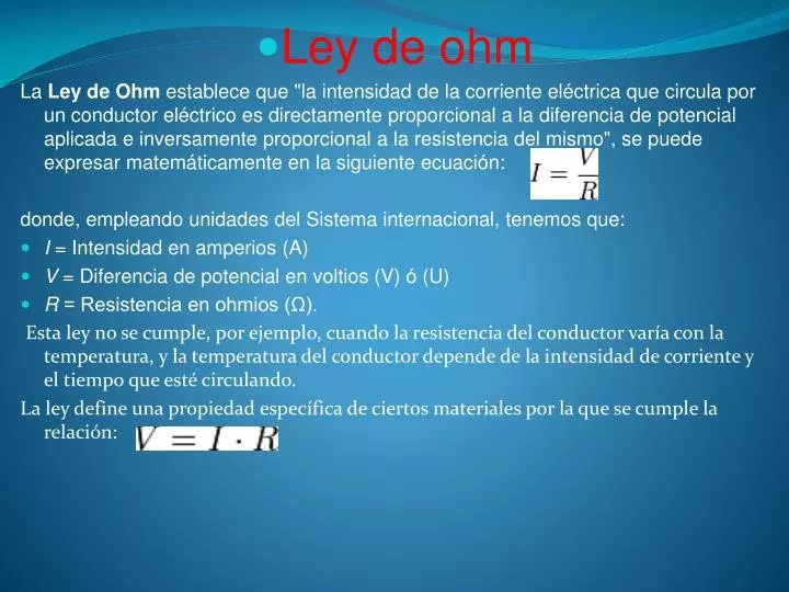 PPT - Ley de ohm PowerPoint Presentation, free download - ID:4704474