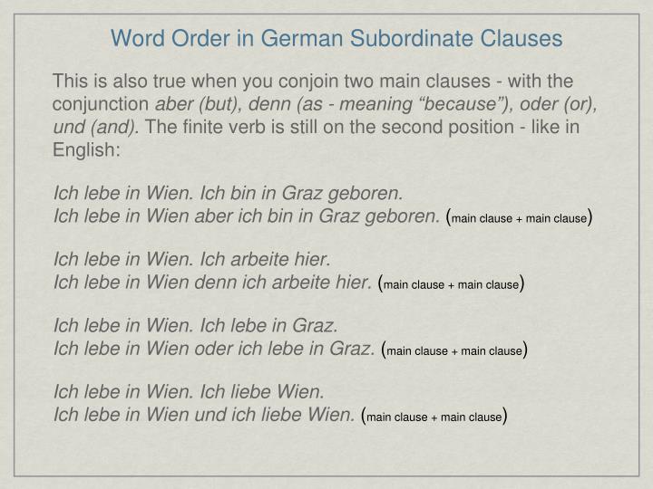 PPT - Word Order in German Subordiante Clauses PowerPoint Presentation ...