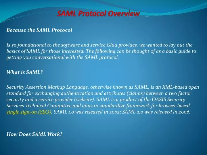 PPT - SAML Protocol Overview PowerPoint Presentation, free download ...