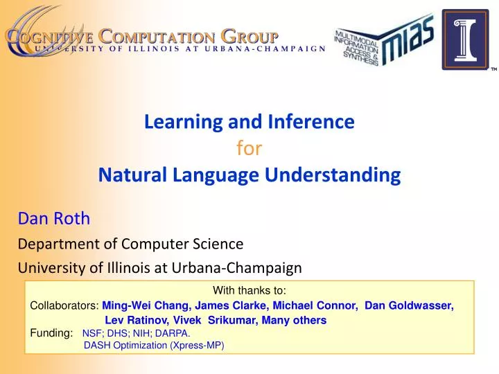 PPT - Learning and Inference for Natural Language Understanding ...