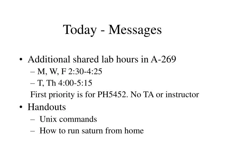 PPT - Today - Messages PowerPoint Presentation, free download - ID:4708578