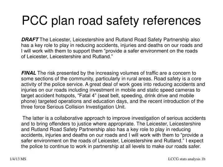 PPT - PCC plan road safety references PowerPoint Presentation, free ...