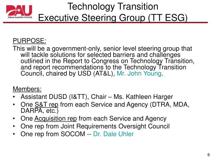 PPT - DOD AT&L Technology Transition Learning Center of Excellence ...