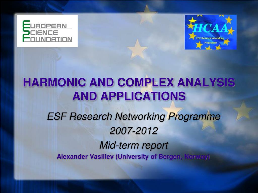PPT - HARMONIC AND COMPLEX ANALYSIS AND APPLICATIONS PowerPoint ... PPT - HARMONIC AND COMPLEX ANALYSIS AND APPLICATIONS PowerPoint ...