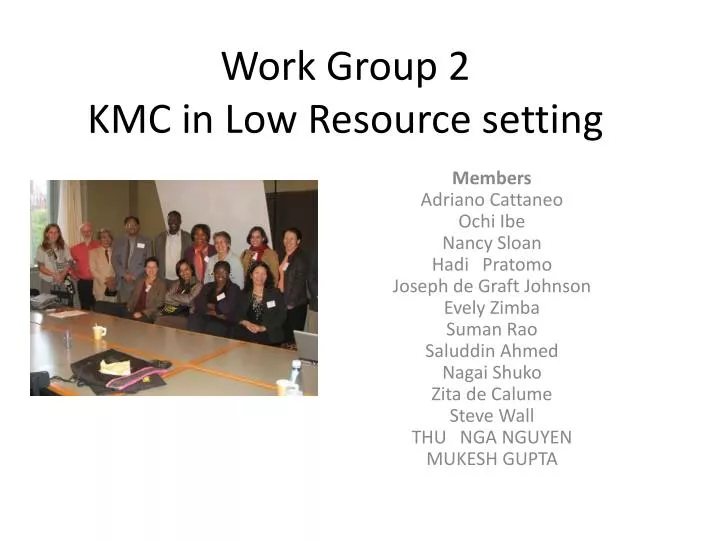 PPT - Work Group 2 KMC in Low Resource setting PowerPoint Presentation ...