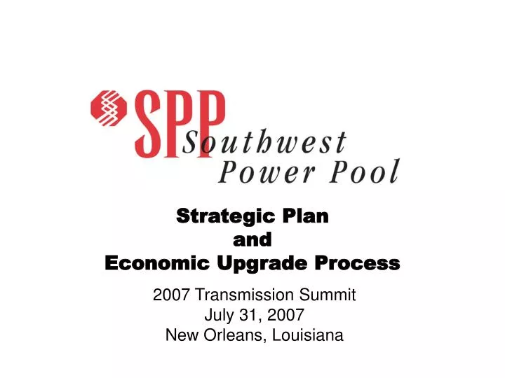 PPT - Strategic Plan and Economic Upgrade Process PowerPoint ...
