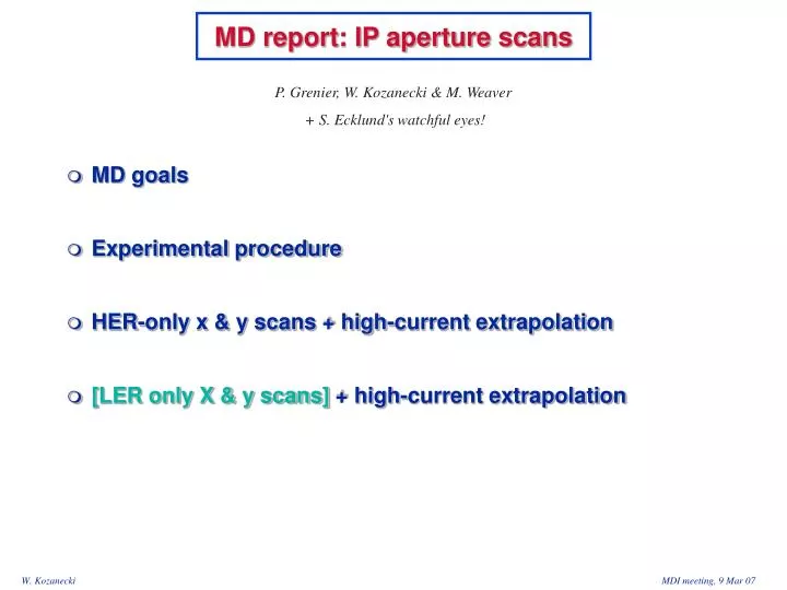 PPT - MD report: IP aperture scans PowerPoint Presentation, free ...