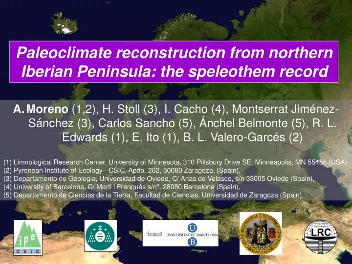 PPT - Paleoclimate reconstruction from northern Iberian Peninsula: the ...