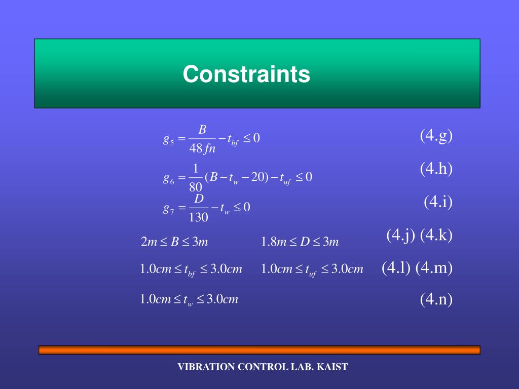 Ppt Multiobjective Optimization Of Structure Using Modified Constraint Approach Powerpoint