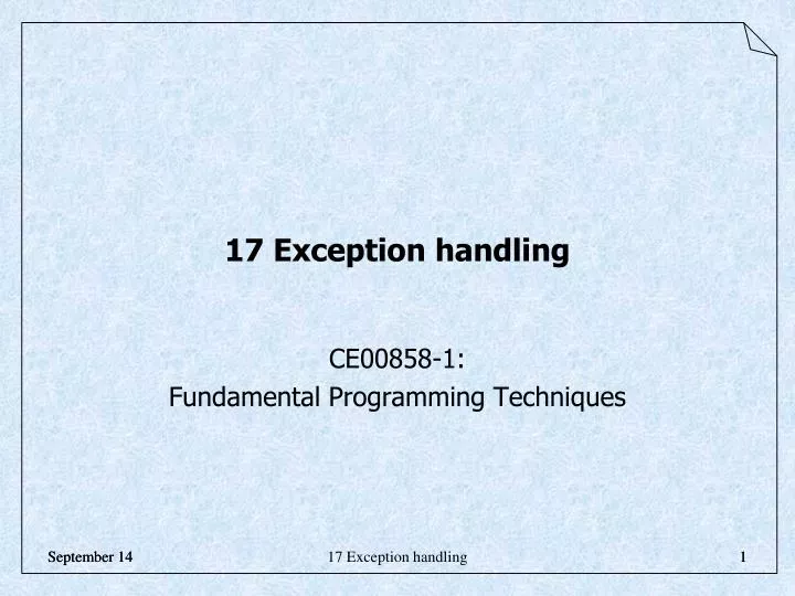 PPT - 17 Exception handling PowerPoint Presentation, free download - ID ...