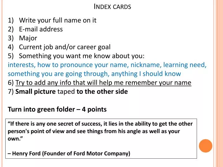 PPT - Index cards PowerPoint Presentation, free download - ID:4719408