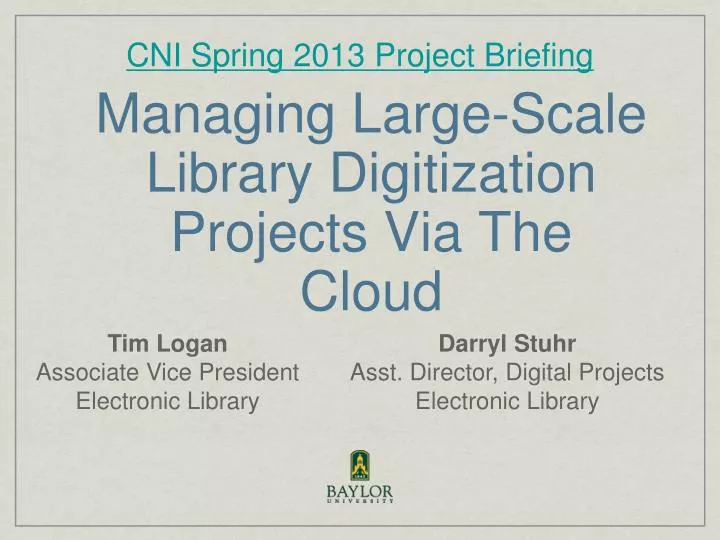 PPT - Managing Large-Scale Library Digitization Projects Via The Cloud ...
