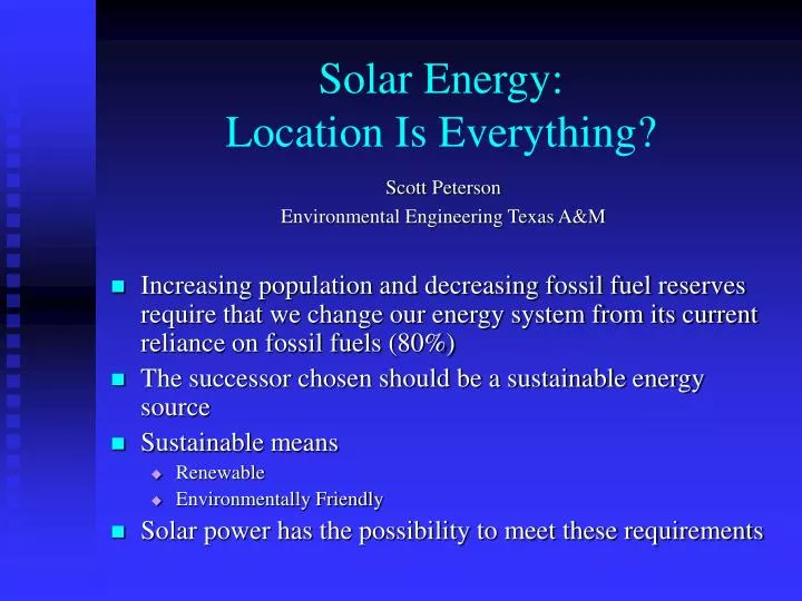 PPT - Solar Energy: Location Is Everything? PowerPoint Presentation ...