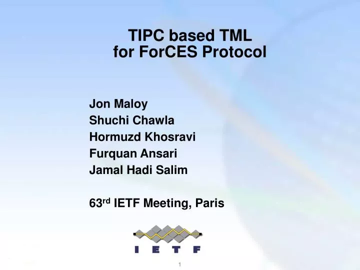 PPT - TIPC based TML for ForCES Protocol PowerPoint Presentation, free ...
