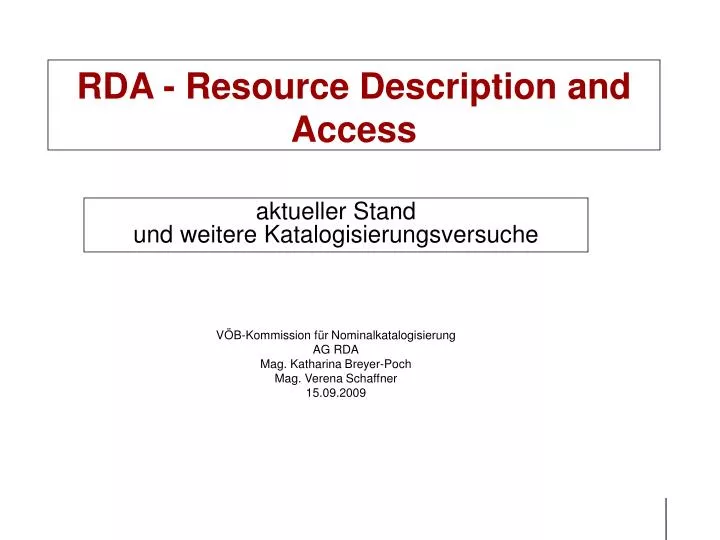 PPT - RDA - Resource Description and Access PowerPoint Presentation ...