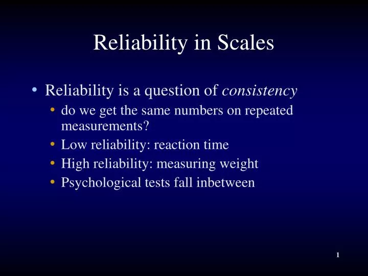 PPT - Reliability in Scales PowerPoint Presentation, free download - ID ...