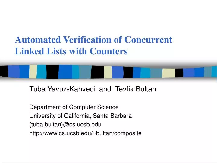 Ppt Automated Verification Of Concurrent Linked Lists With Counters