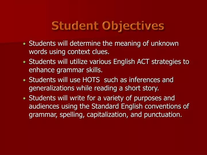 PPT - Student Objectives PowerPoint Presentation, free download - ID ...
