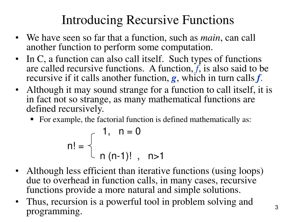 Ppt Ics103 Programming In C Lecture 11 Recursive Functions Powerpoint Presentation Id4732776