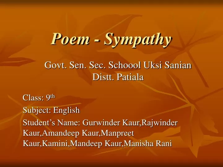 PPT - Poem - Sympathy PowerPoint Presentation, free download - ID:4732976