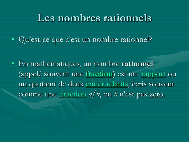 PPT - Les nombres rationnels PowerPoint Presentation - ID:4733171
