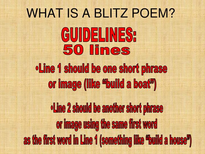 PPT - BLITZ POEM PowerPoint Presentation - ID:4733603