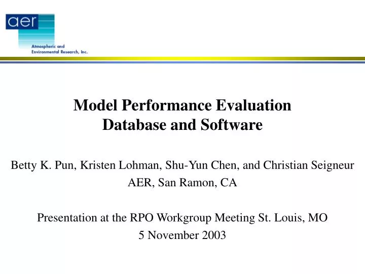 PPT - Model Performance Evaluation Database and Software PowerPoint ...