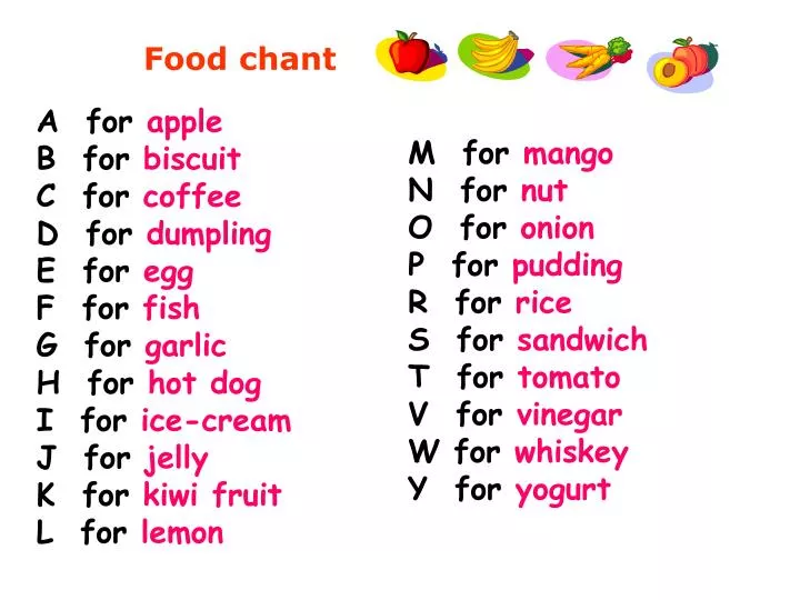 PPT - Food chant PowerPoint Presentation, free download - ID:4734817