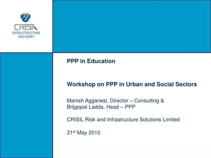 PPT - PPP in Education Workshop on PPP in Urban and Social Sectors ...