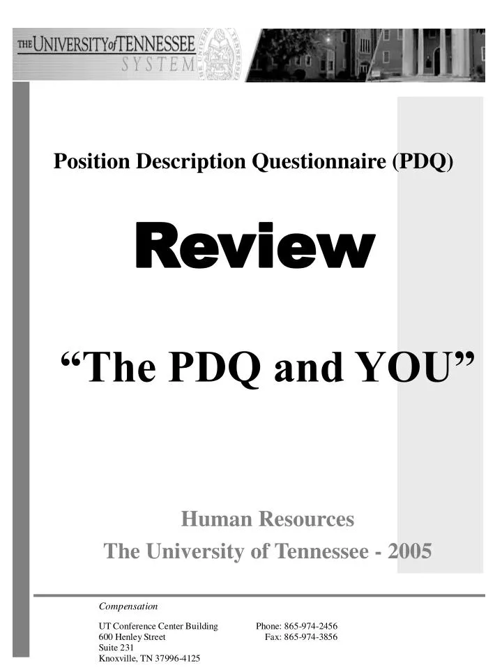 PPT - Position Description Questionnaire (PDQ) Review PowerPoint ...