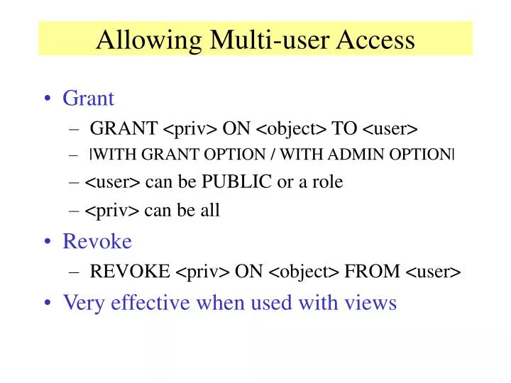PPT - Allowing Multi-user Access PowerPoint Presentation, free download ...