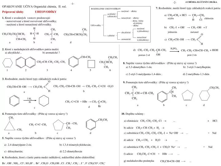 PPT - OPAKOVANIE UČIVA Organická chémia, II. roč. PowerPoint ...