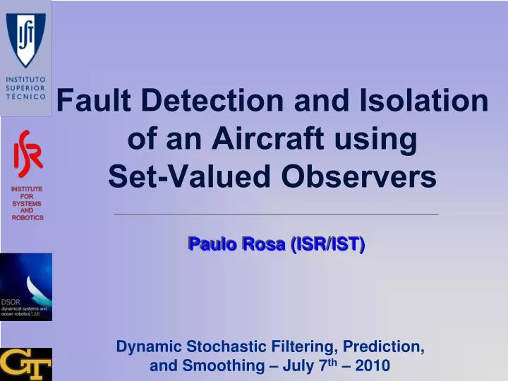 Ppt Fault Detection And Isolation Of An Aircraft Using Set Valued