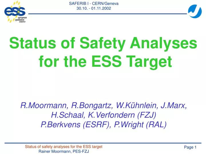 PPT - Status of Safety Analyses for the ESS Target PowerPoint ...