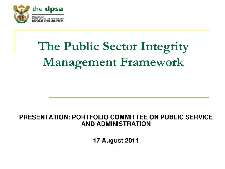 PPT - The Public Sector Integrity Management Framework PowerPoint ...