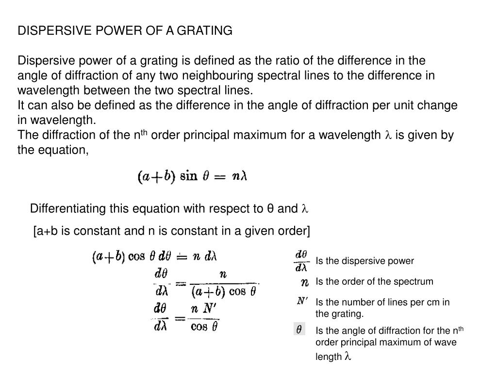 PPT DISPERSIVE POWER OF A GRATING PowerPoint Presentation Free PPT DISPERSIVE POWER OF A GRATING PowerPoint Presentation Free