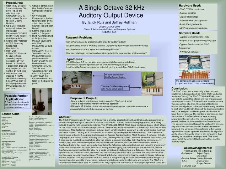 PPT - A Single Octave 32 kHz Auditory Output Device PowerPoint ...