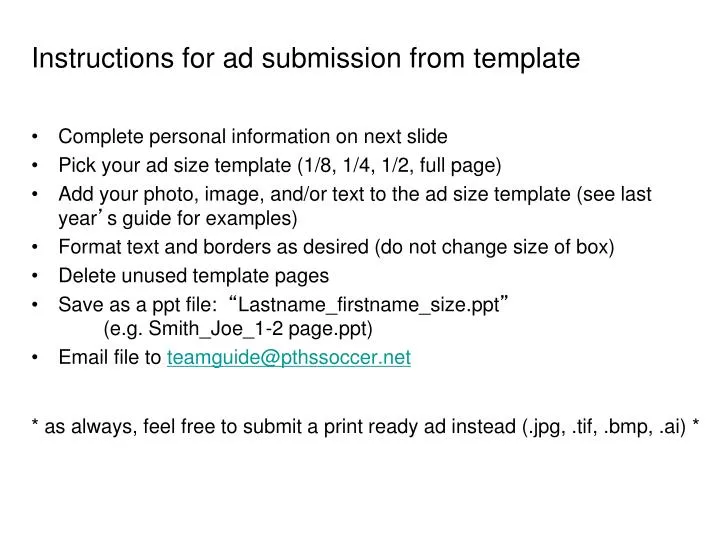 PPT - Instructions for ad submission from template PowerPoint ...