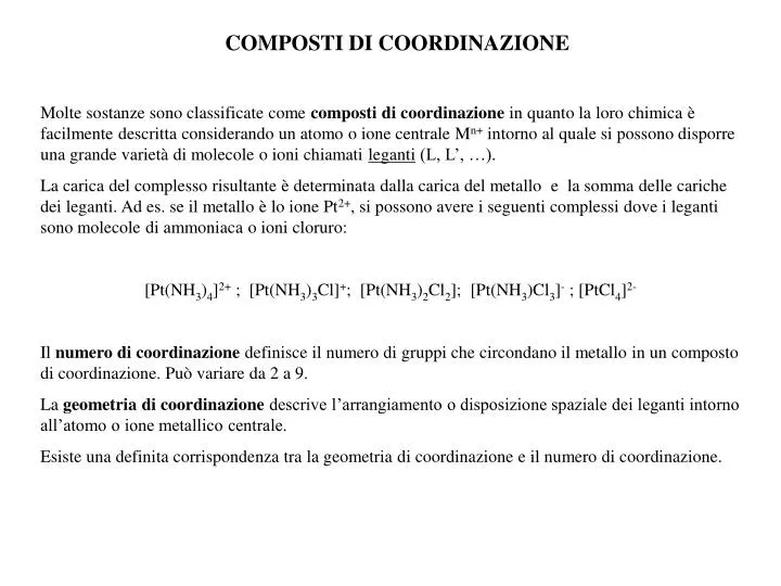 PPT - COMPOSTI DI COORDINAZIONE PowerPoint Presentation, free download - ID:4751500