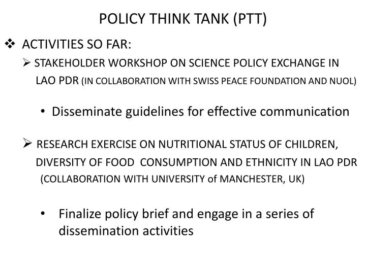 PPT - POLICY THINK TANK (PTT) PowerPoint Presentation, free download ...