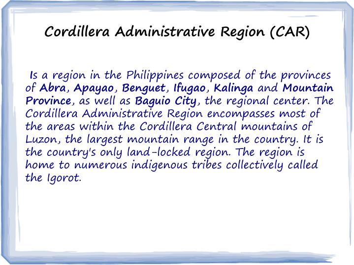 PPT - Cordillera Administrative Region PowerPoint Presentation - ID:4755572