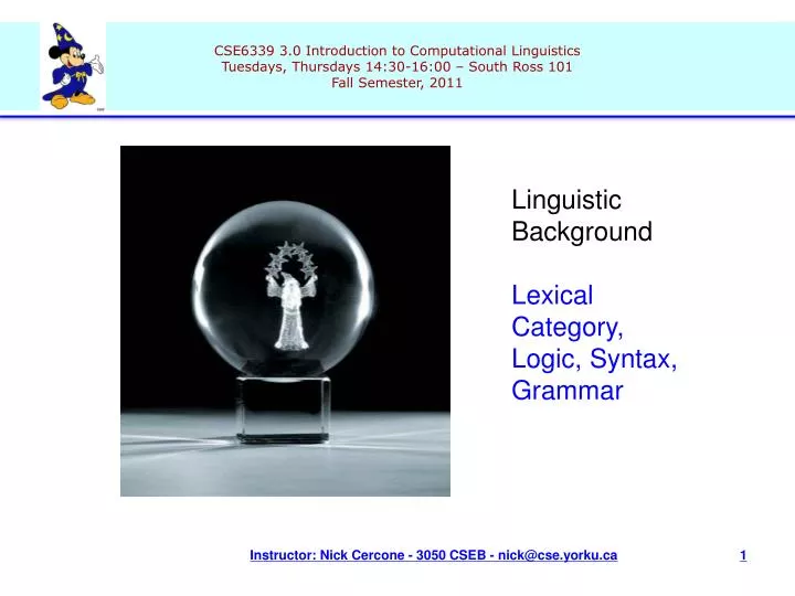 PPT - Linguistic Background Lexical Category, Logic, Syntax, Grammar ...